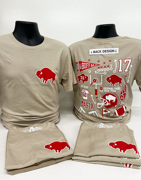 Buffalo Football Art Collage (TAN) t-shirt – My Buffalo Shirt